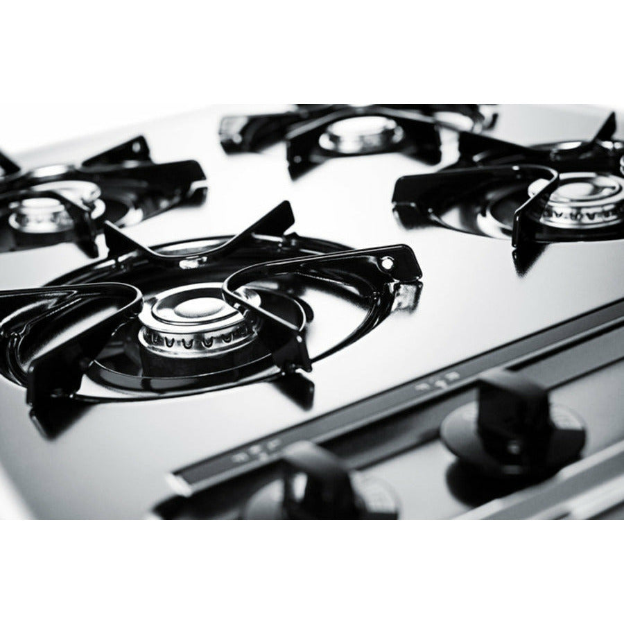 Summit 24" Wide 4-Burner Gas Cooktop with 4 Open Burners, Porcelainize